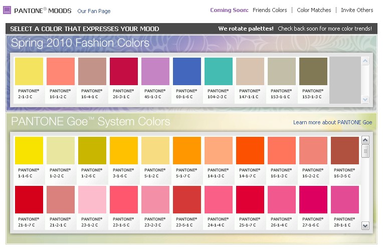 PANTONE® Moods Spring 2010 Colors | [d]online
